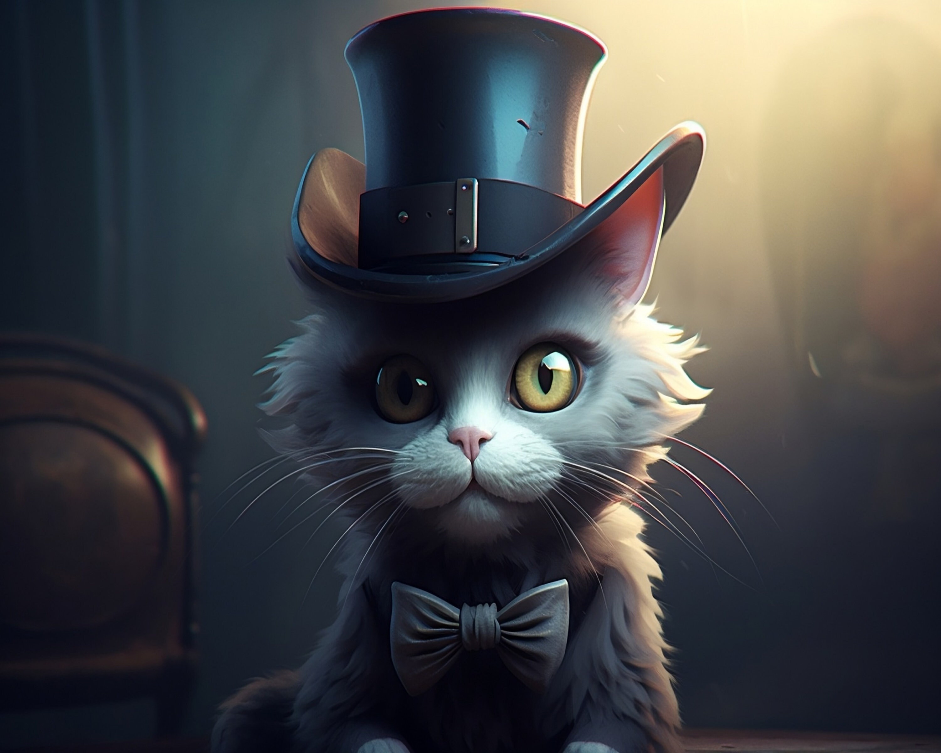 Cheshire Cat as Mad Hatter, Art Print, Wall Hanging, Animal Poster ...