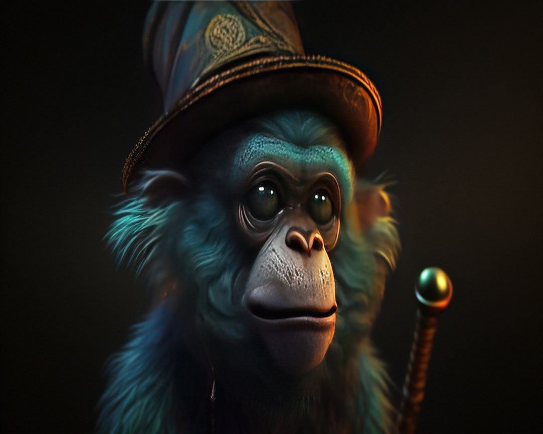 Fortune Telling Monkey, Art Print, Wall Hanging, Animal Poster Picture ...