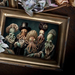 Victorian Octopus Family, Art Print, Wall Hanging, Animal Poster ...