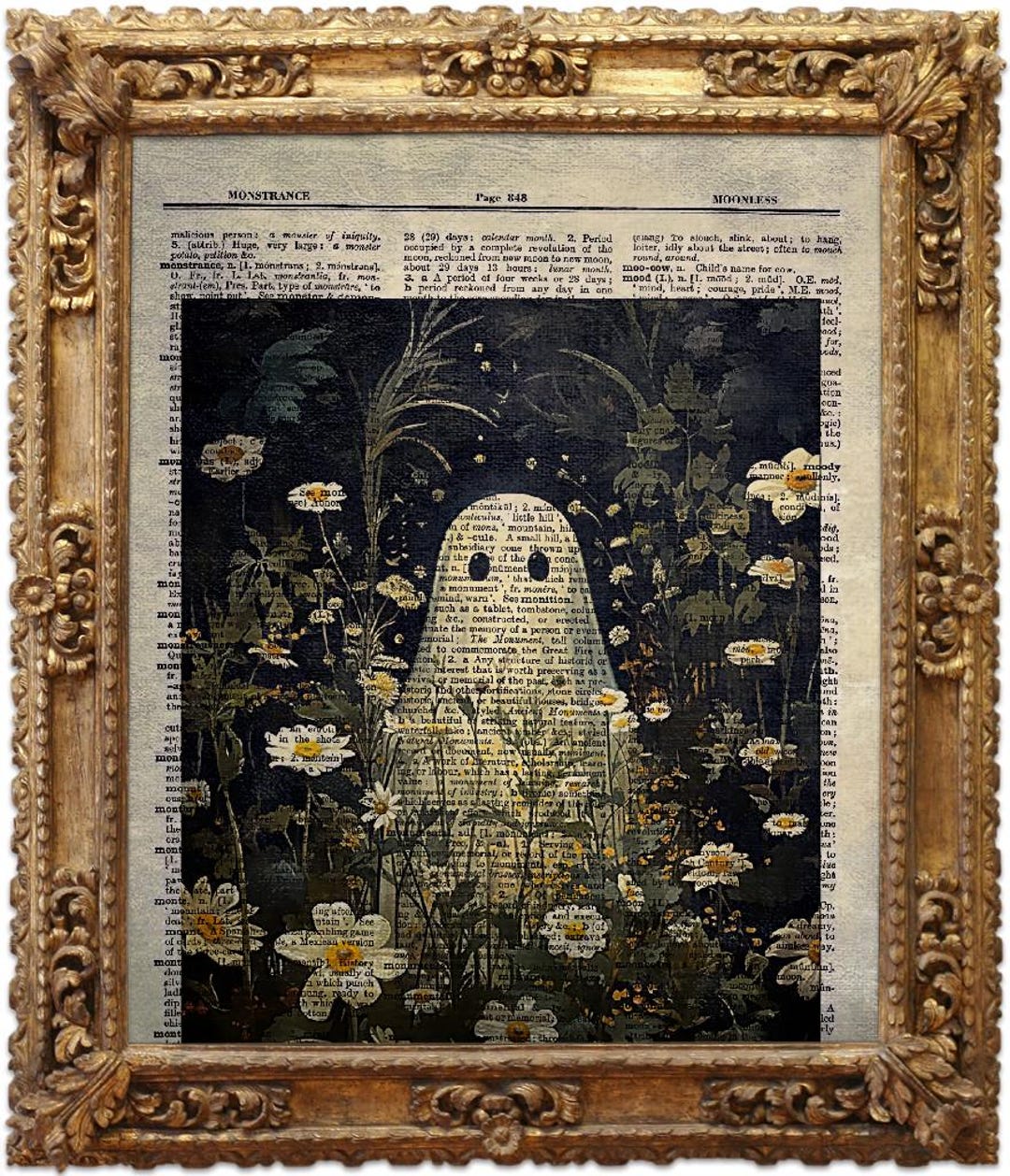 Ghost in Dark Meadows, Vintage Dictionary Art Print - Etsy