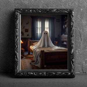 Ghost Waking up in the Bed, Art Print, Wall Hanging, Halloween, Picture ...