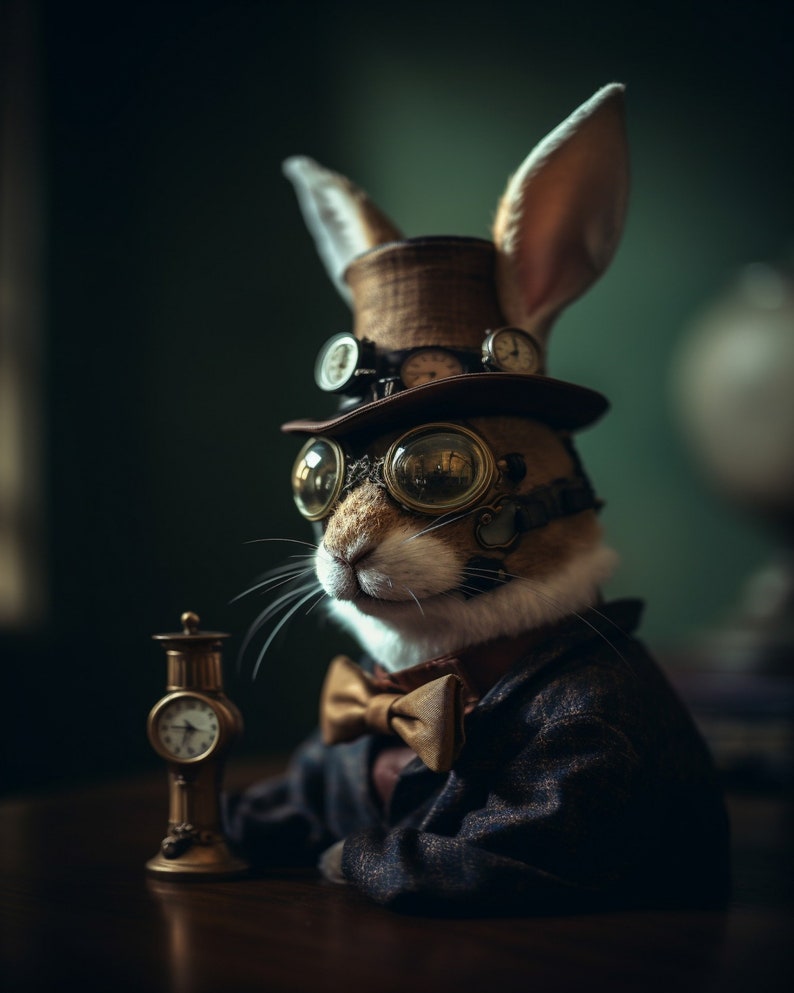 Steampunk Rabbit, 8 X 10 Art Print, Wall Hanging, Animal Poster Picture ...