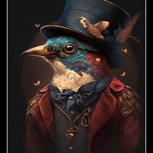 Victorian Bird Art Print, Fantasy Animal Portrait, Fairy Tale Wall ...