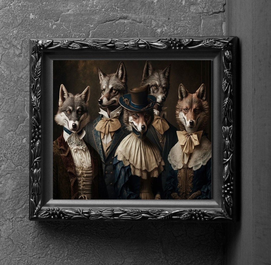 Victorian Wolf Family Art Print Wall Hanging Animal Poster - Etsy