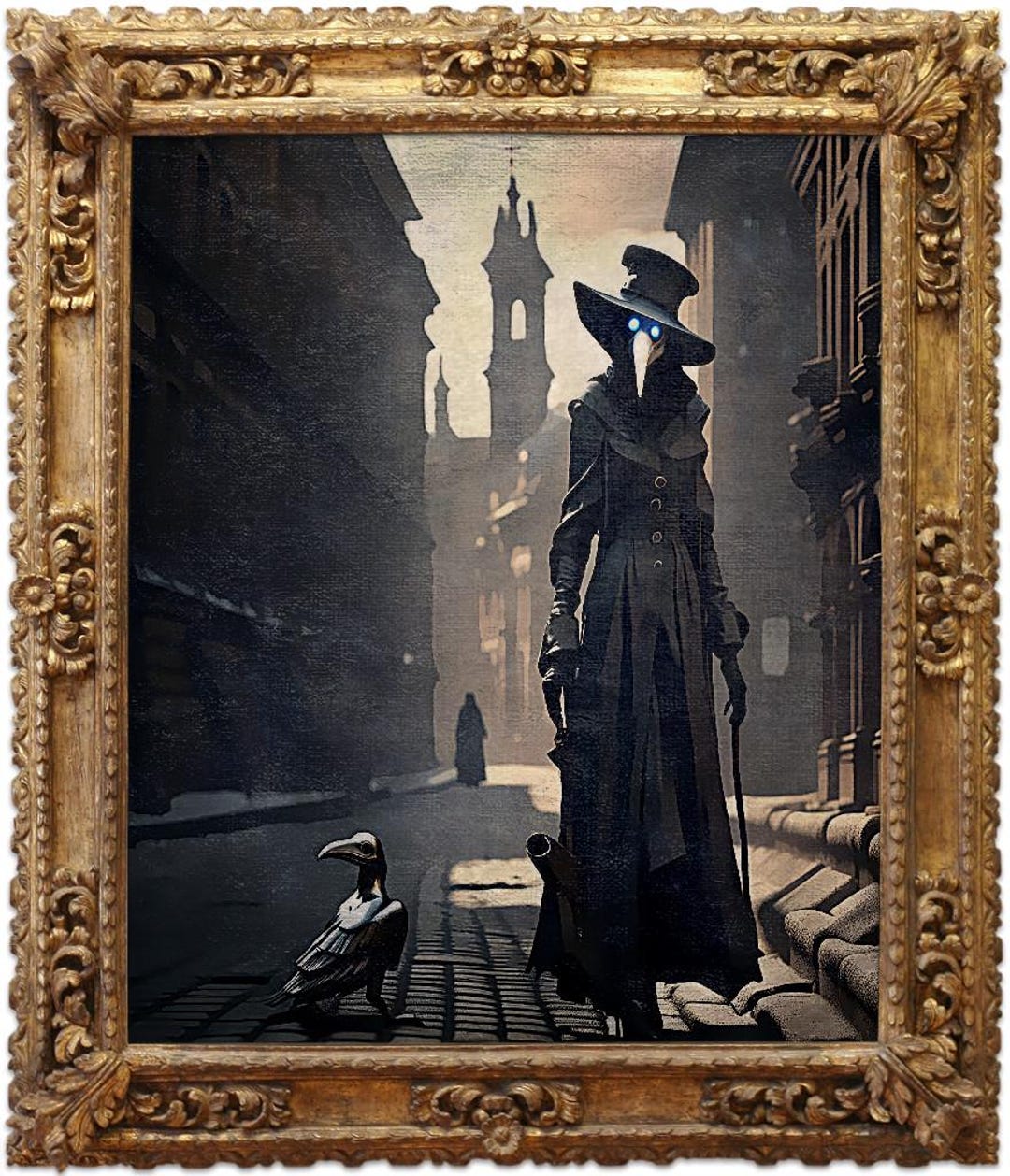 Gothic Plague Doctor and Crow Art Print, Eerie Victorian Wall Decor - Etsy