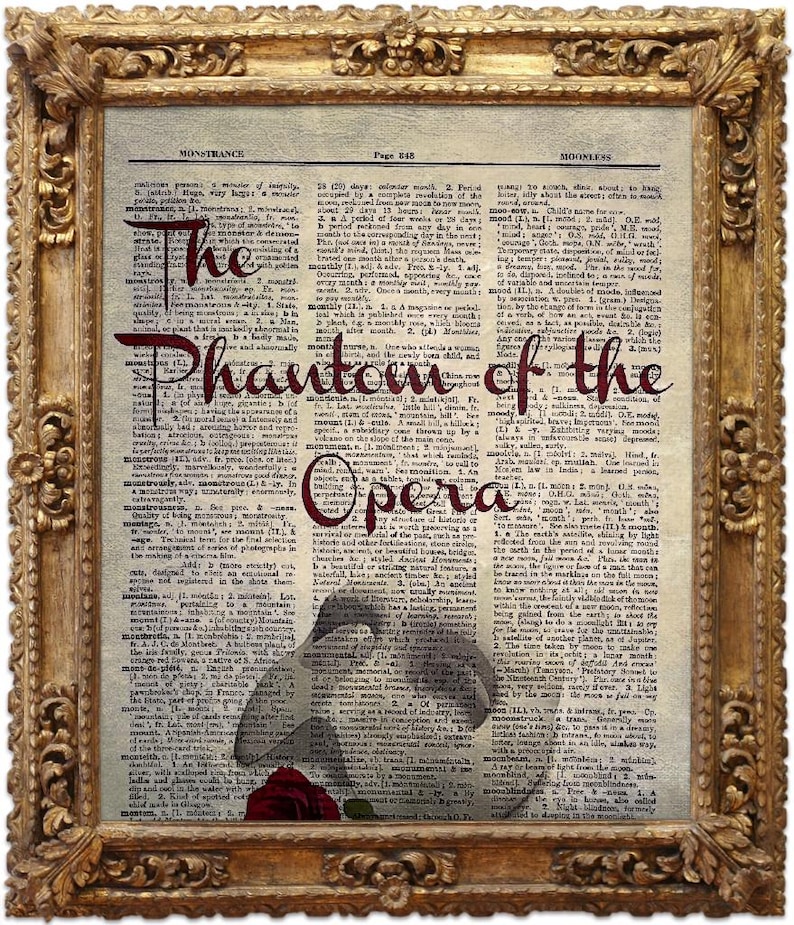 The Phantom of the Opera, Vintage Dictionary Art Print, Antique Picture ...