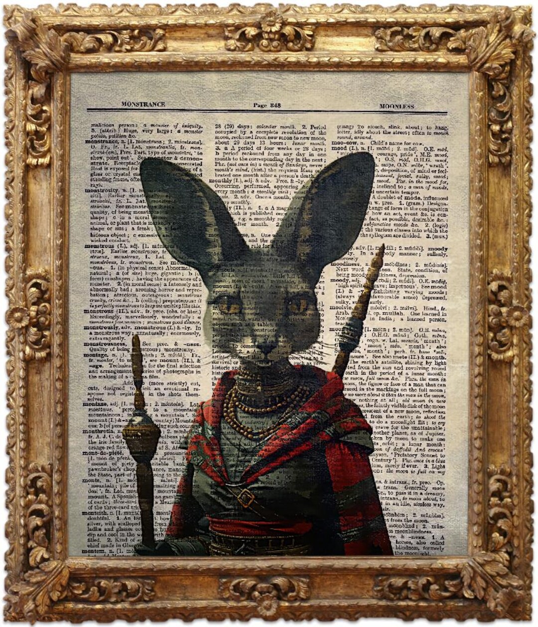 Majestic Jackrabbit, Whimsical Art, Vintage Dictionary Art Print ...