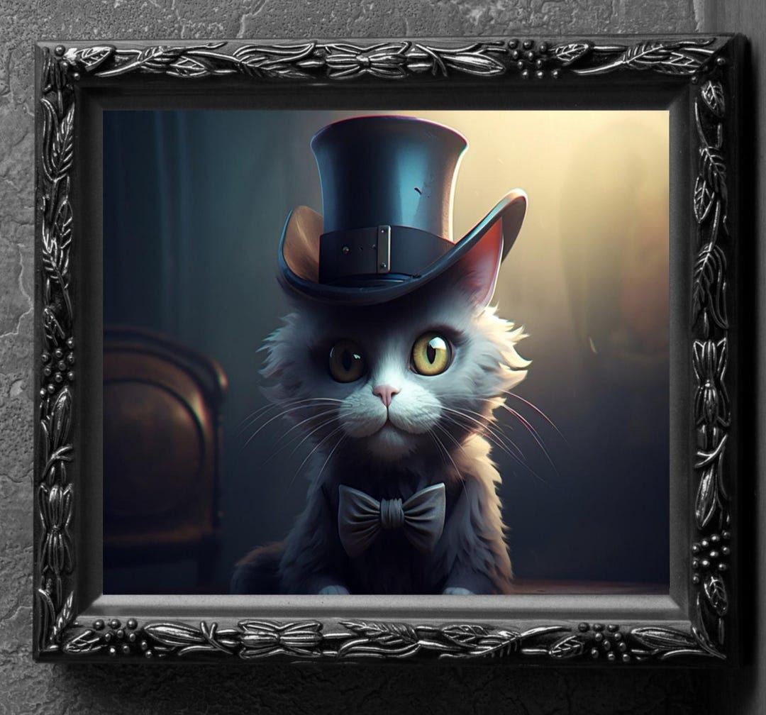 Cheshire Cat as Mad Hatter, Art Print, Wall Hanging, Animal Poster ...