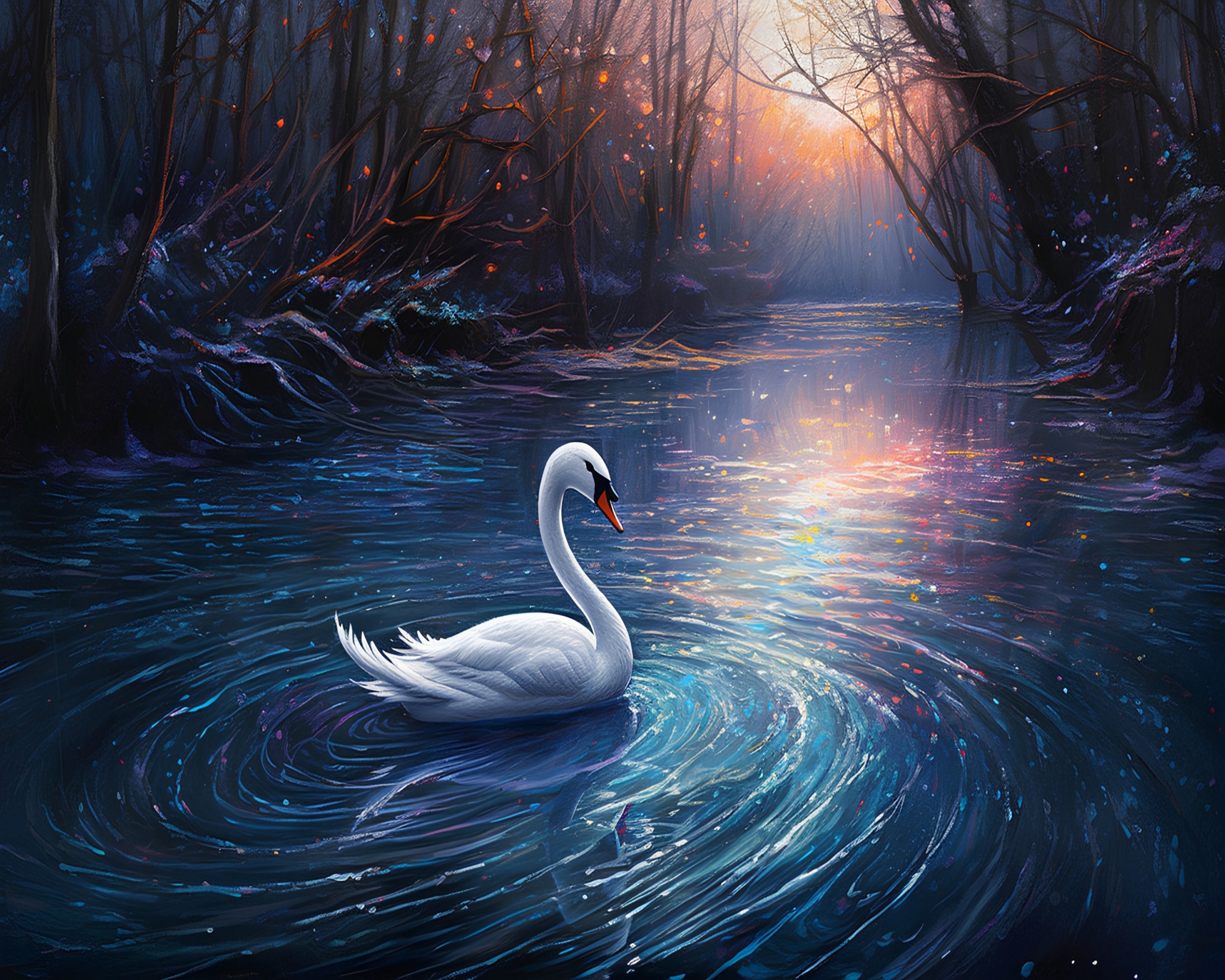 Beautiful Swan, Art Print, Wall Hanging, Animal Poster Picture, Fantasy ...