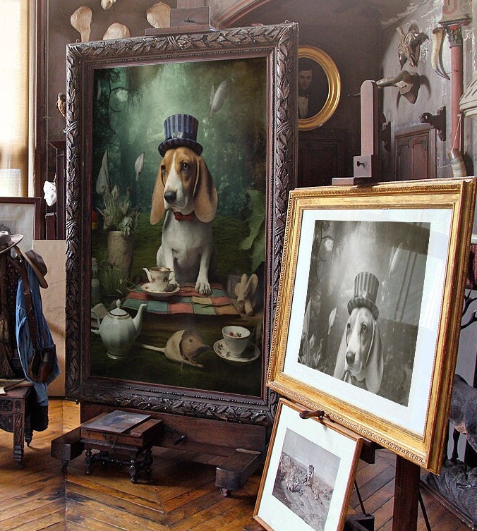 Beagle as Mad Hatter, Art Print, Wall Hanging, Animal Poster Picture ...