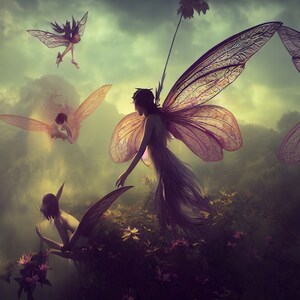 Fairy Dwelling, Flying Fairies, Art Print, Wall Hanging, Poster Picture ...
