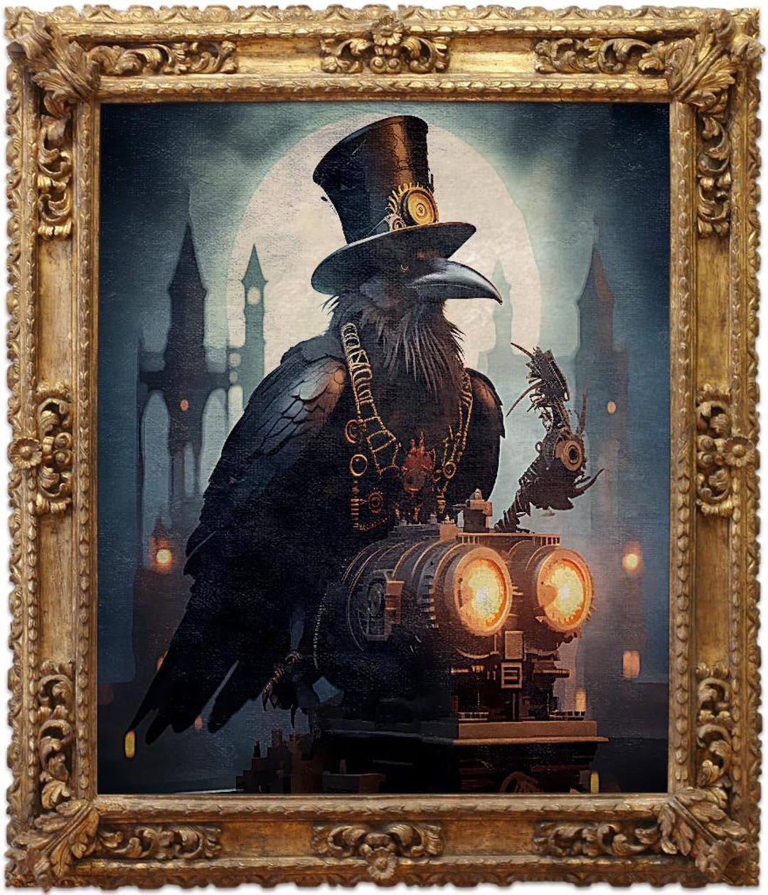 Steampunk Raven, Victorian Art Print, Gothic Wall Hanging, Animal ...