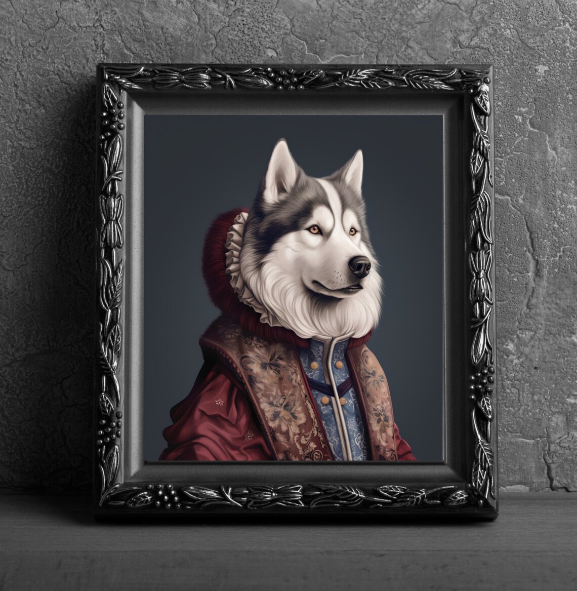 Victorian Siberian Husky, Art Print, Wall Hanging, Animal Poster ...