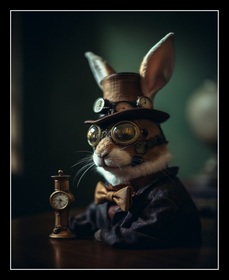 Steampunk Rabbit, 8 X 10 Art Print, Wall Hanging, Animal Poster Picture ...