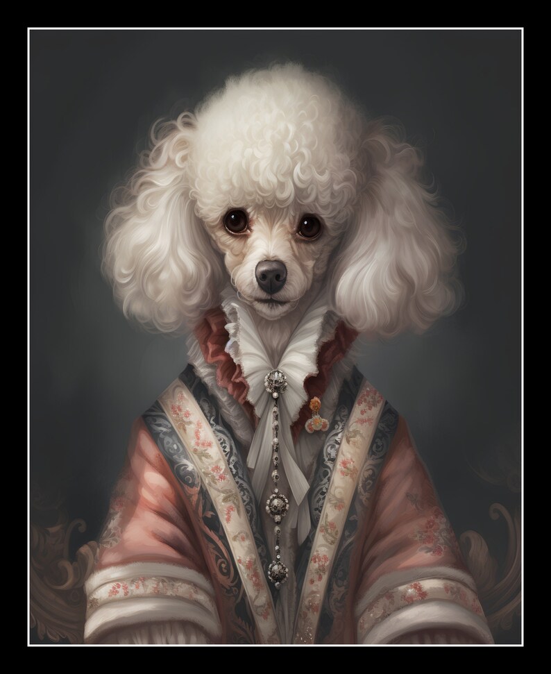 Victorian Poodle, Art Print, Wall Hanging, Animal Poster Picture ...