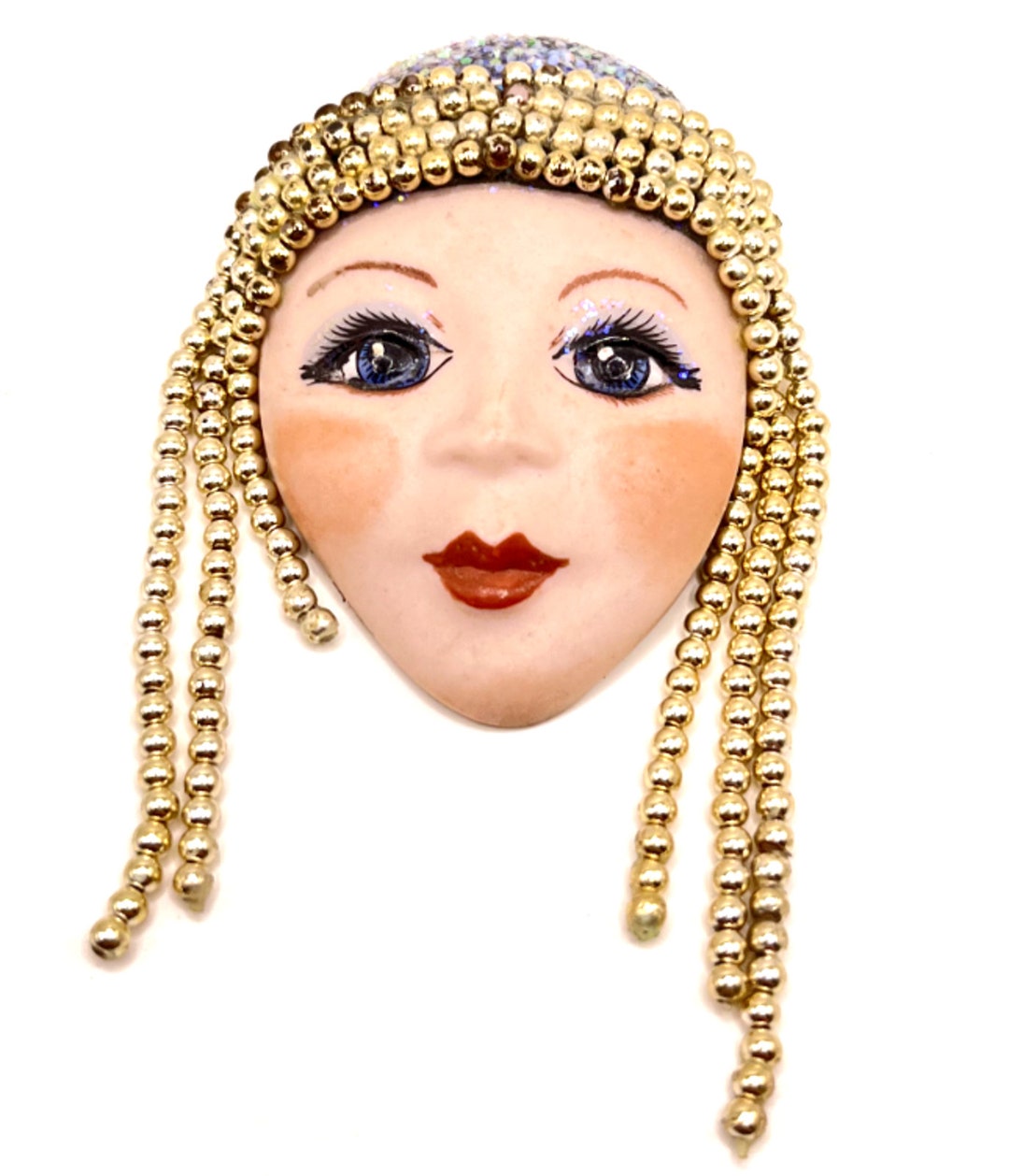 Vintage Art Deco Flapper Ceramic Hand Painted Woman Face Brooch Pin - Etsy