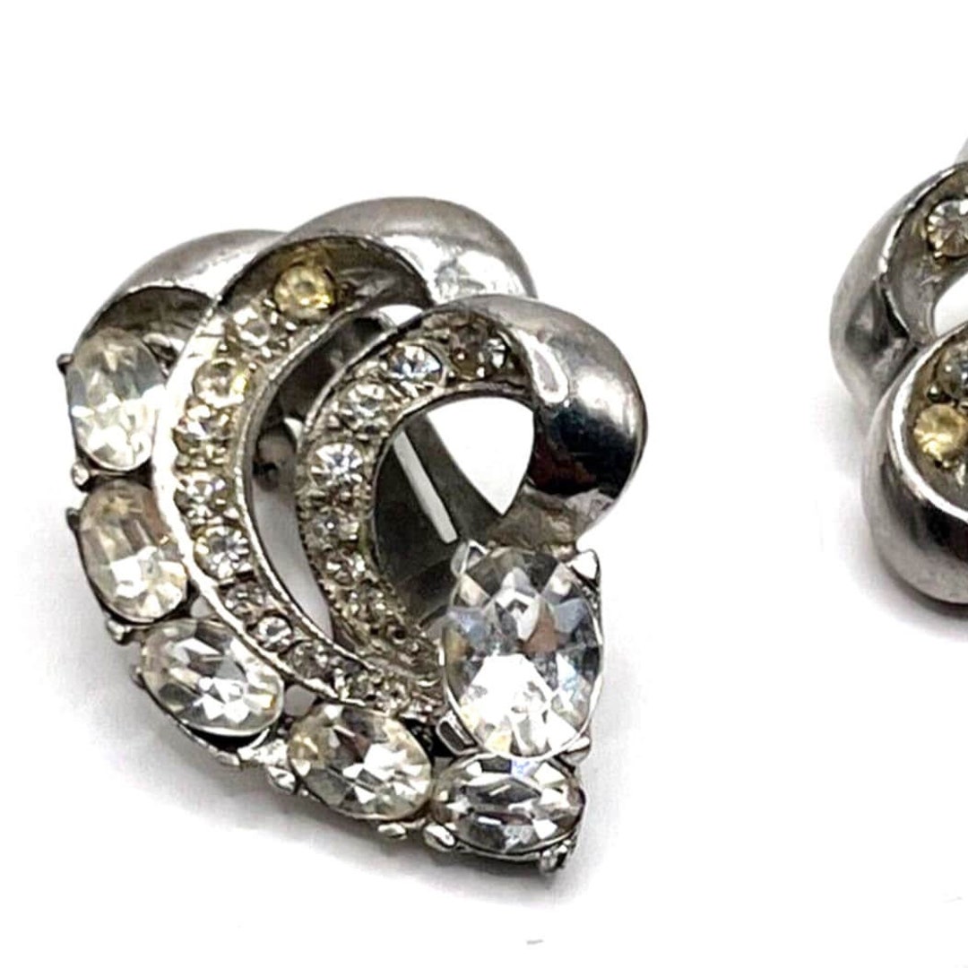 Vintage Crown Style Clip Pierced Earrings With White Stone 1" - Etsy