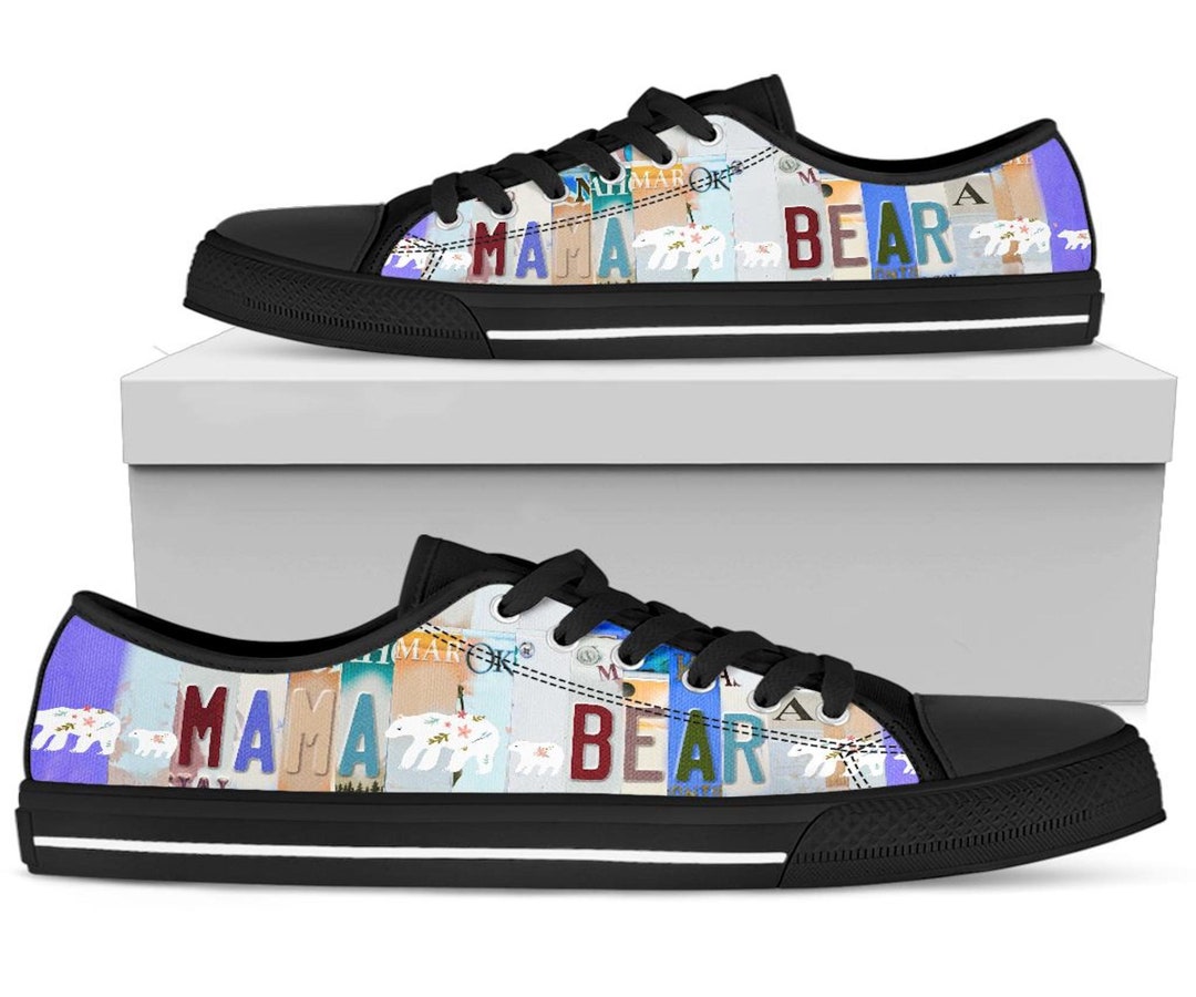 Mama Bear Custom Shoes, Bear License Plate, Mamabear Sneaker, Women ...