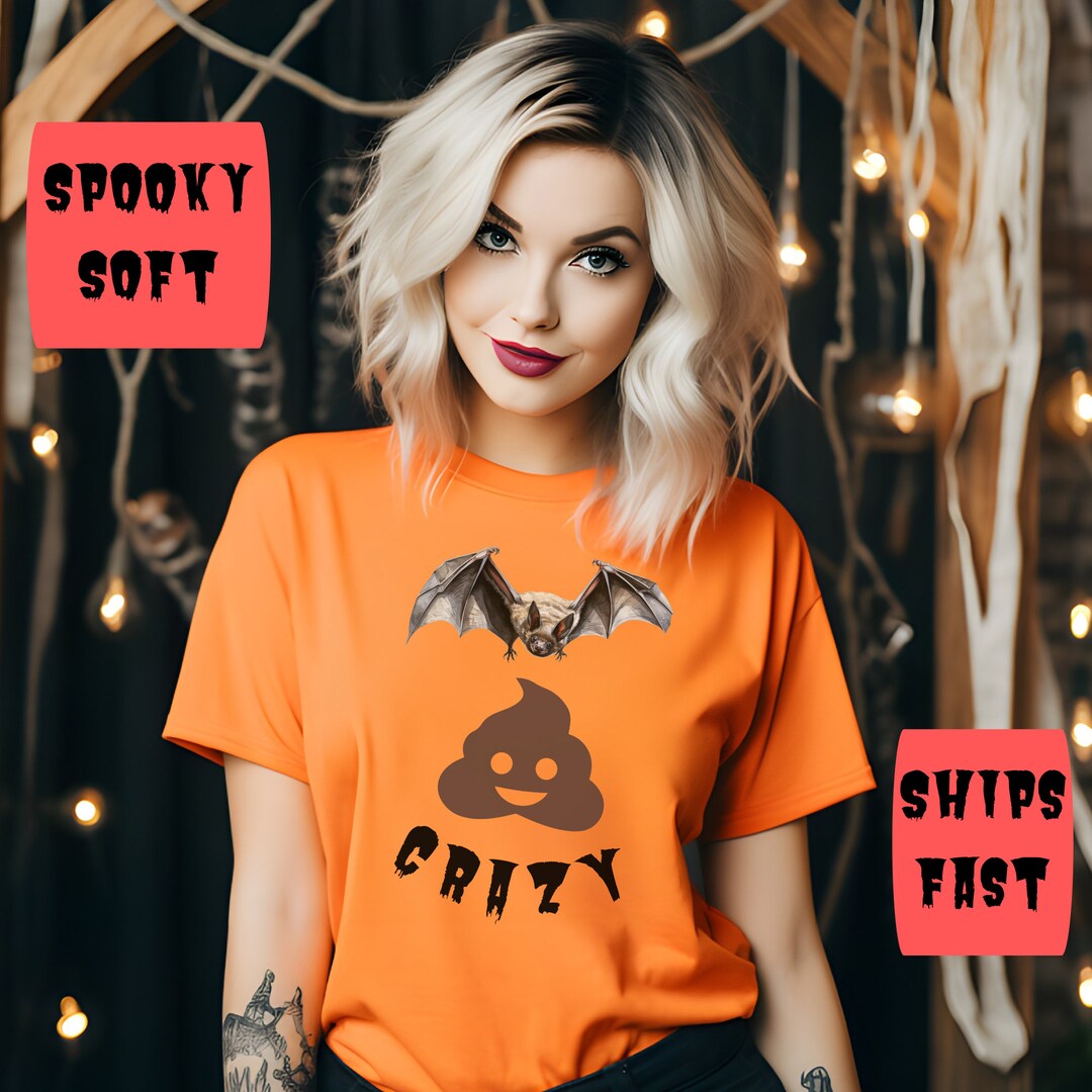 Funny Bat Poo Emoji T-shirt, Crazy Poo Emoji Shirt, Halloween Bat Poop ...