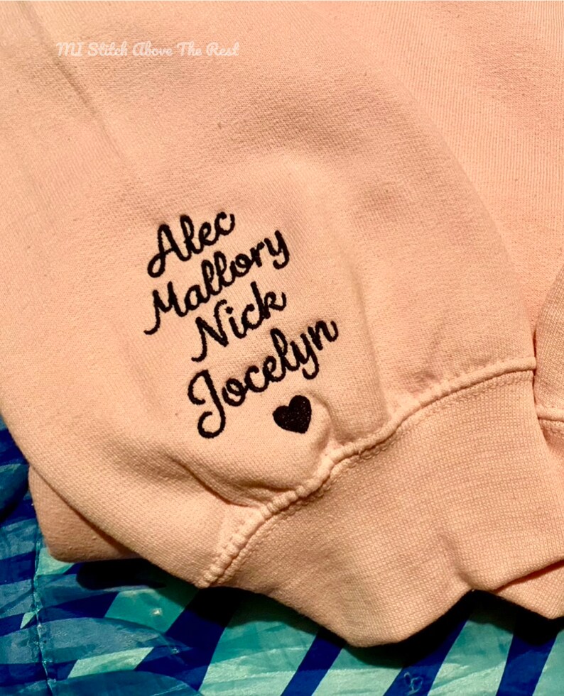 Up to 5 Additional Names on Sleeve for Sweatshirt - Etsy