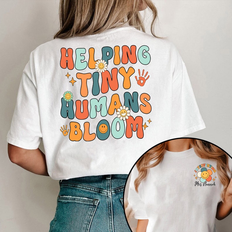 Helping Tny Humans Bloom Shirt, Groovy Early Intervention Specialist ...