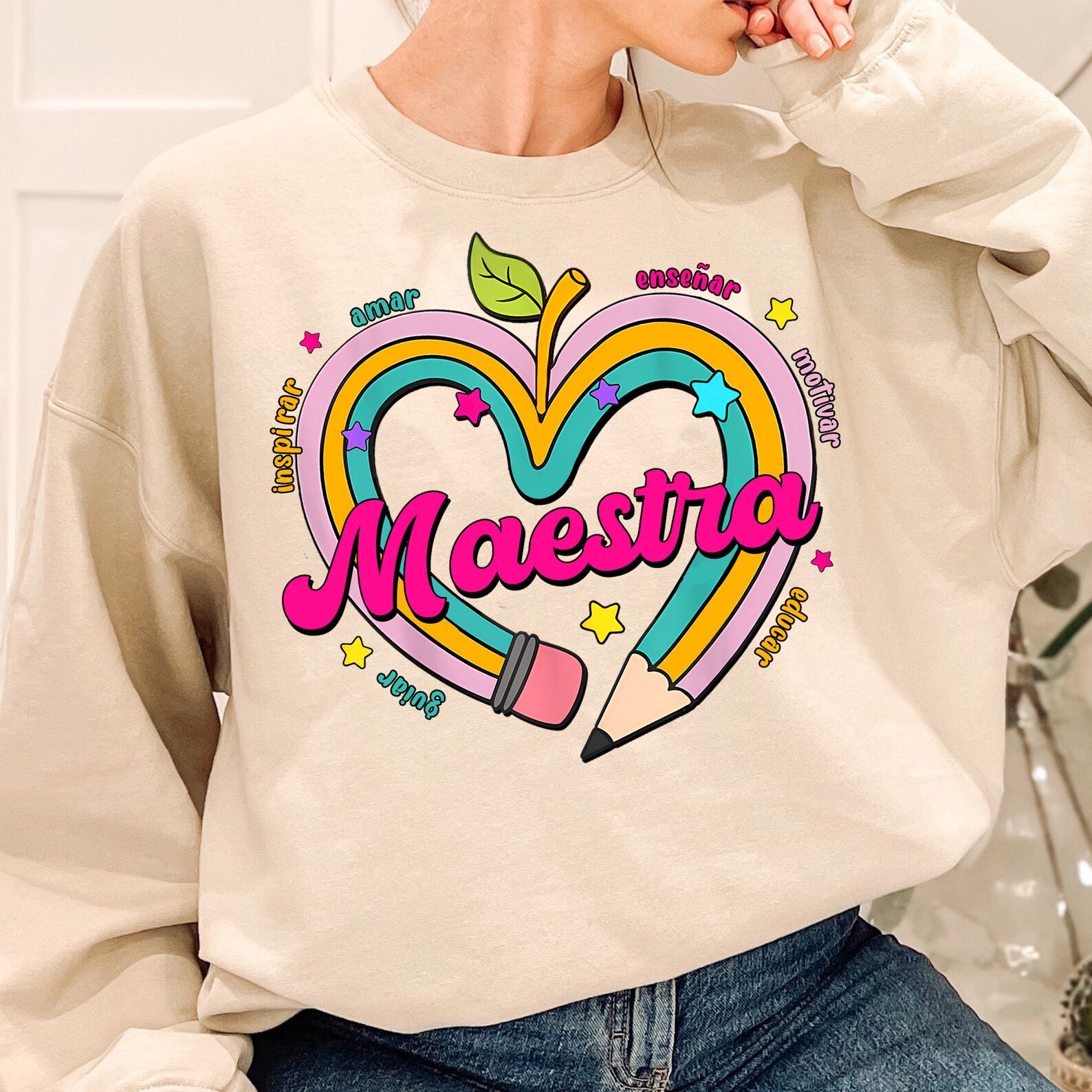 Maestra Shirt, Spanish Teacher Sweatshirt, Bilingual Teacher, Dual ...