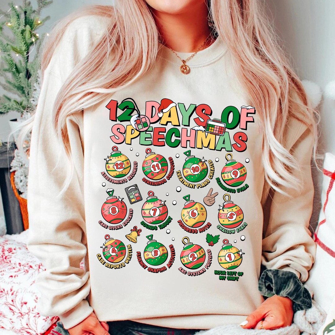 12 Days of Speechmas Shirt, Christmas Speech Therapy Shirt, Speech ...
