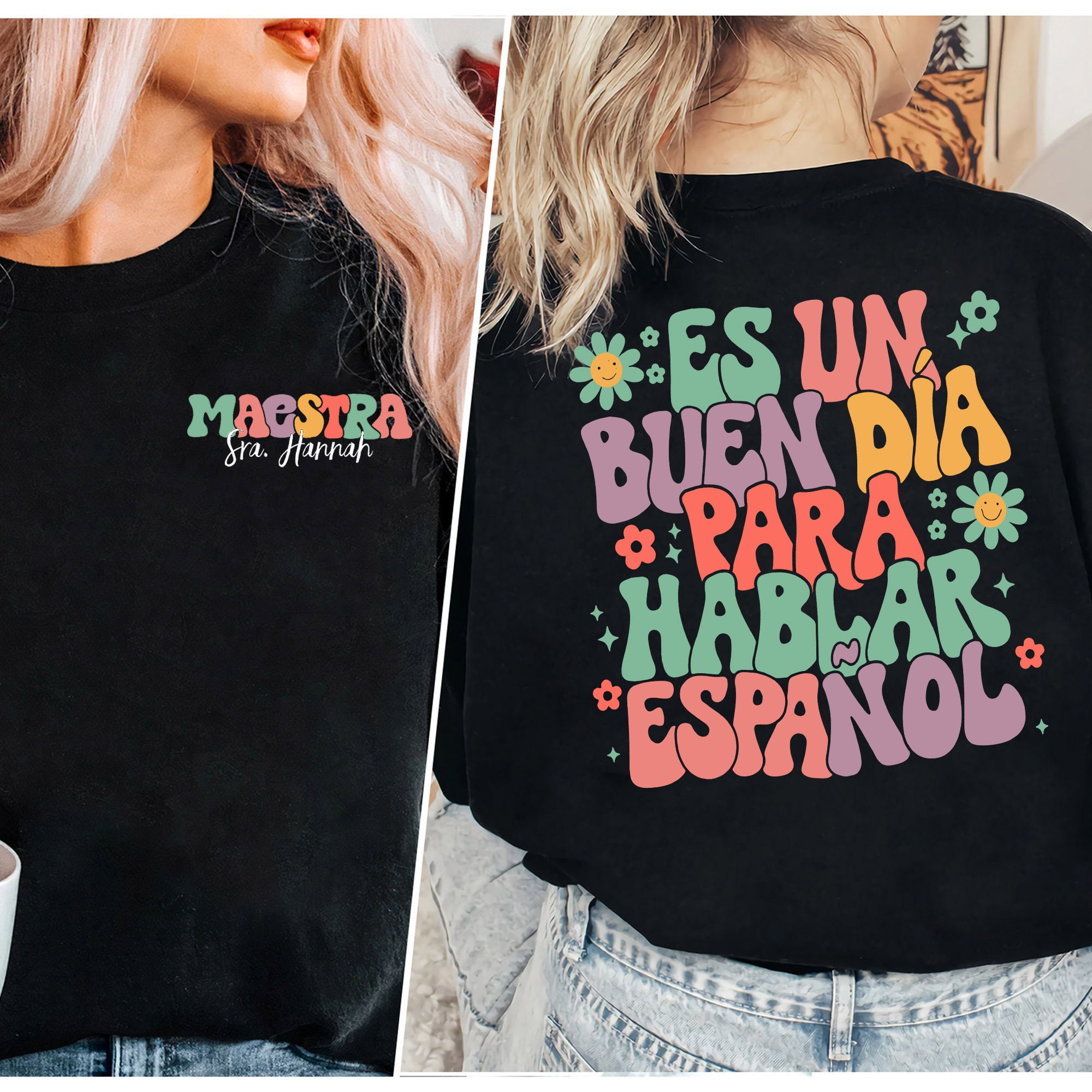 Maestra Shirt, Custom Teacher Name Shirt, Language Shirt, Spanish ...