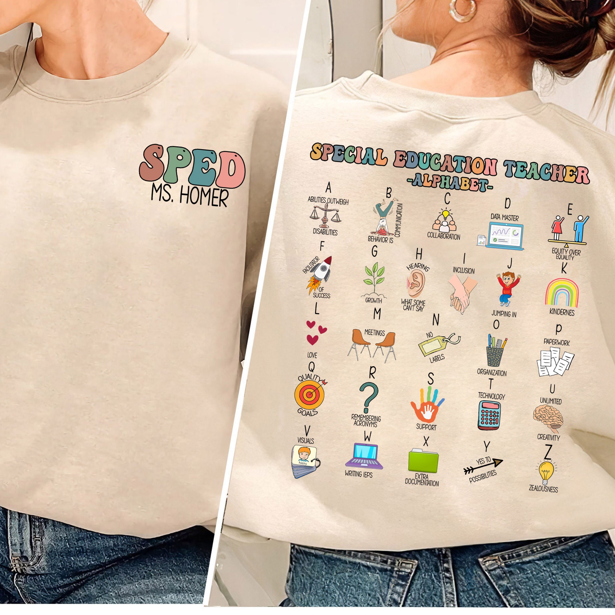 Special Education Alphabet Shirt, Custom Sped Teacher Shirt, SPED Shirt ...