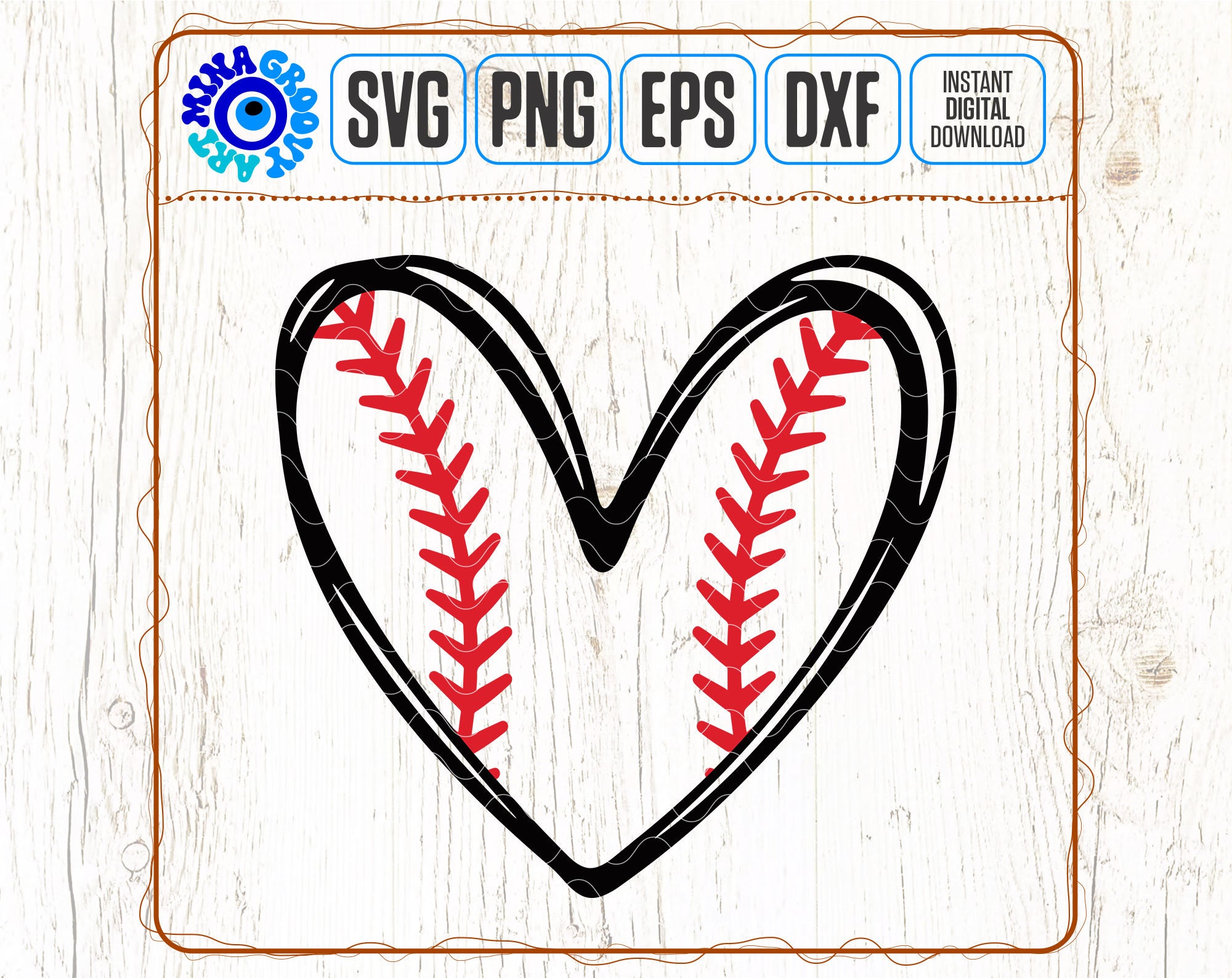 Baseball Heart SVG PNG DXF, Baseball Stitch Svg, Baseball Png ...