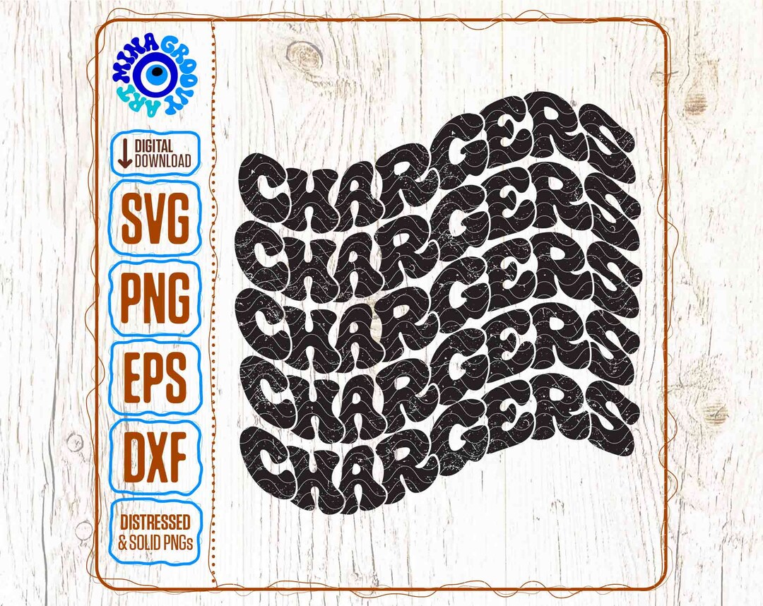 Stacked Chargers SVG PNG DXF, Wavy Mascot T-shirt Sublimation, Chargers ...