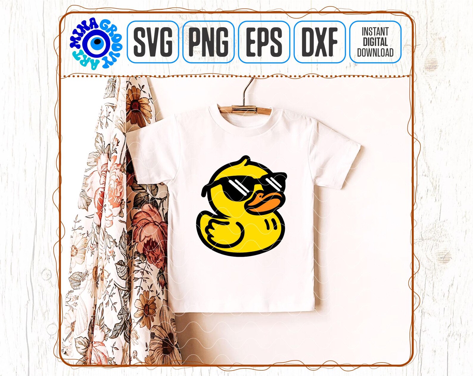 Cool Duckling SVG PNG DXF, Rubber Duck Clipart, Duck With Sunglasses ...