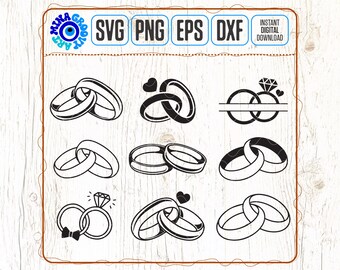 Marriage Rings Svg , Ring Svg, Wedding Svg, Clipart, Silhouette, Cricut ...
