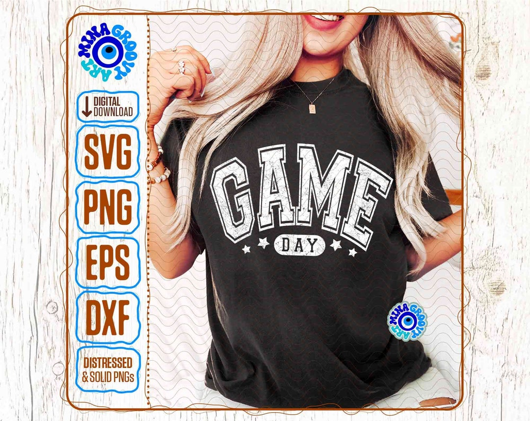 Grunge Varsity Game Day SVG PNG DXF Distressed American - Etsy
