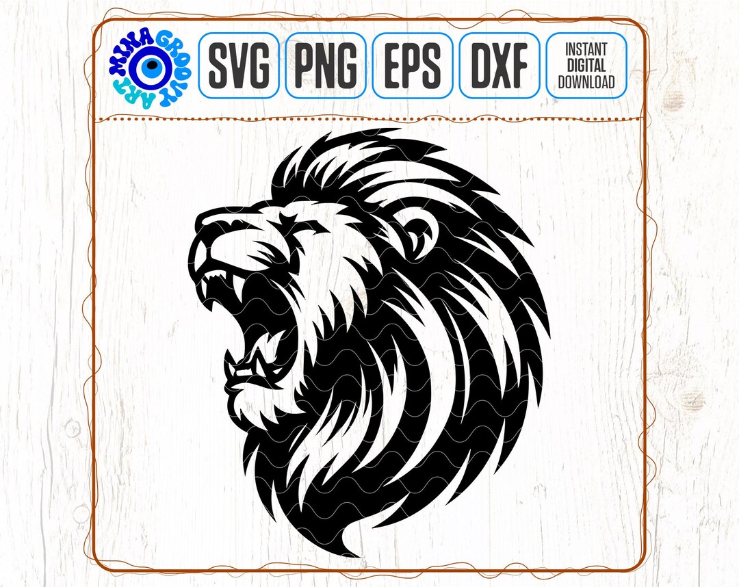 Lion SVG PNG DXF, Roaring Lion Clipart Download, Lion Face Vector Image ...