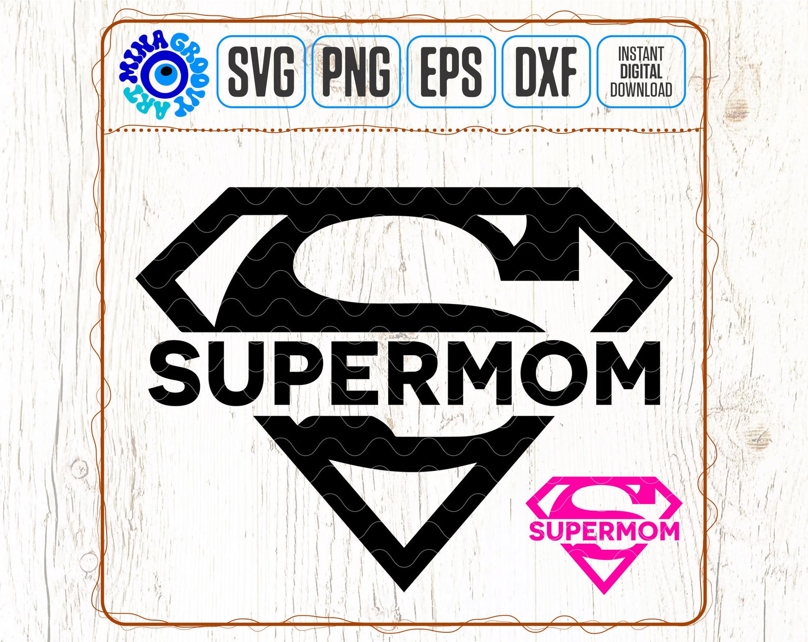 Supermom SVG, Mother's Day SVG, Split Name Frame Svg, File for Cricut ...