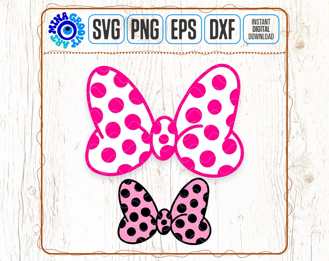 Pink Mouse Bow Svg, Polka Dot Bow Svg Png Dxf Eps, Birthday Girl Svg ...