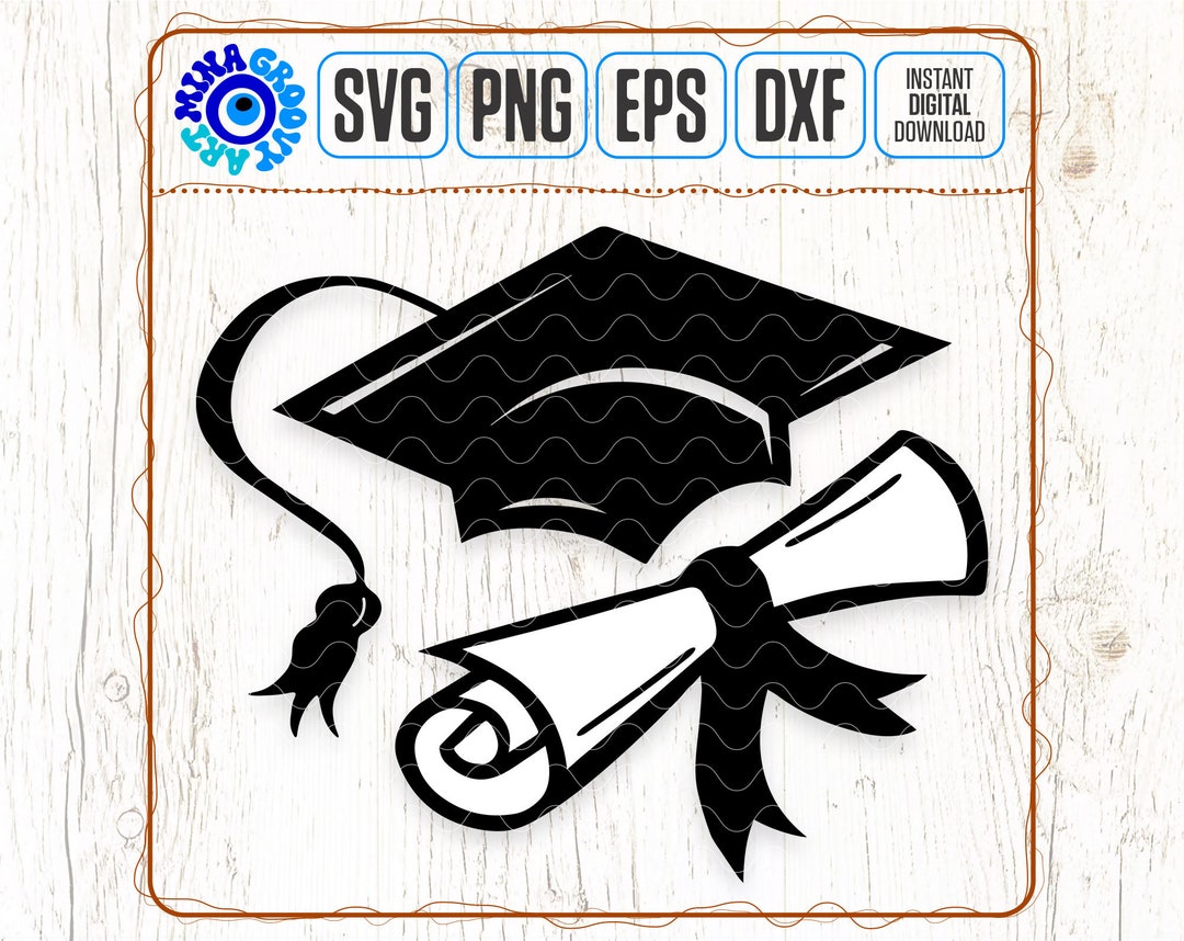 Diploma and Cap SVG PNG DXF Eps, Graduation Svg, Senior Cap Svg ...