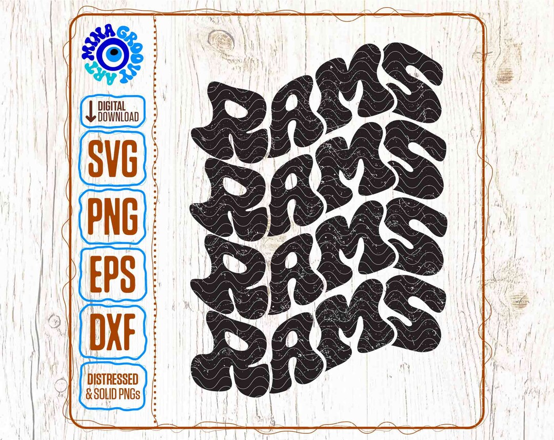 Stacked Rams SVG PNG DXF, Wavy Mascot T-shirt Sublimation Dtf Transfer ...