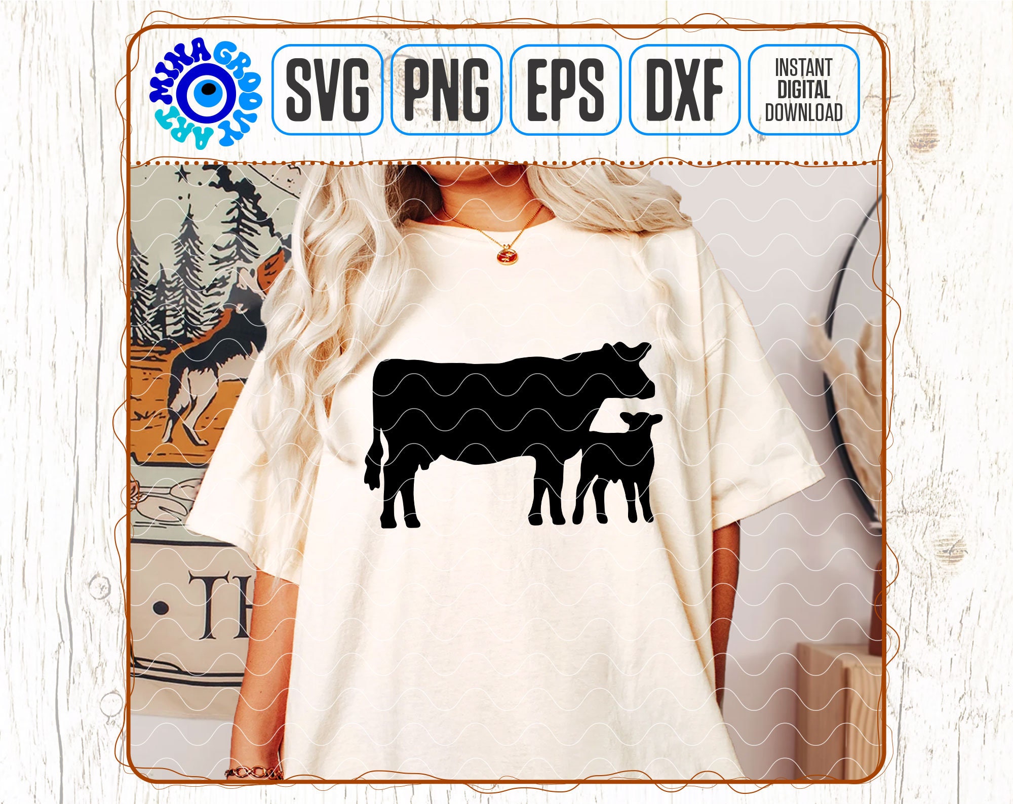 Cow and Calf SVG, DXF, Png, Farm Svg Digital Download, Silhouette Came ...