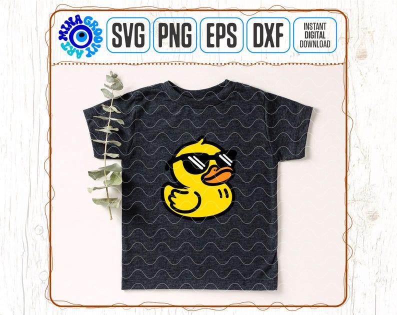 Cool Duckling SVG PNG DXF, Rubber Duck Clipart, Duck With Sunglasses ...