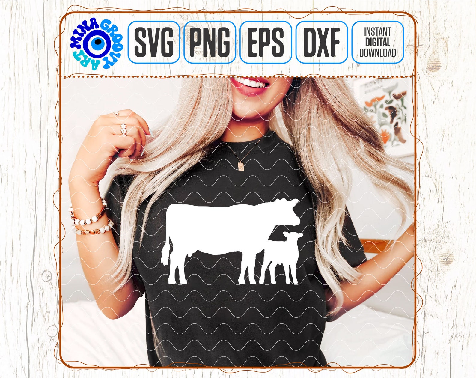 Cow and Calf SVG, DXF, Png, Farm Svg Digital Download, Silhouette Came ...
