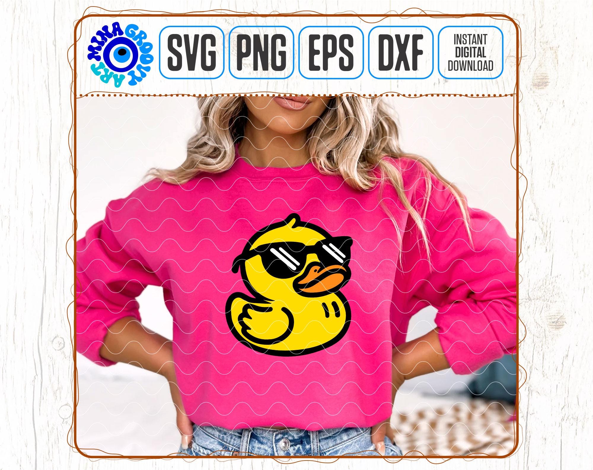 Cool Duckling SVG PNG DXF, Rubber Duck Clipart, Duck With Sunglasses ...