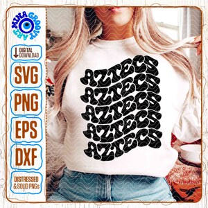Stacked Aztecs SVG PNG DXF, Wavy Mascot T-shirt Sublimation Dtf ...