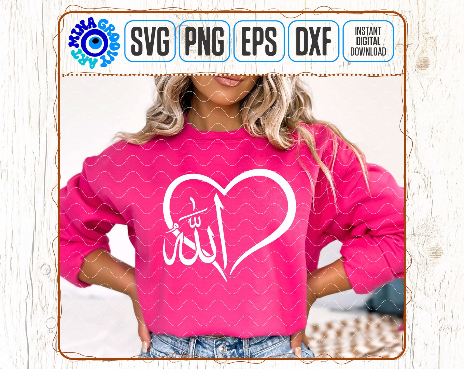 Allah Heart SVG PNG DXF Eps, Love Allah Sublimation, Religious Sign Svg ...