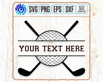 Golf Split Monogram Svg, Golfer Svg, Crossed Golf Clubs Name Frame Svg ...