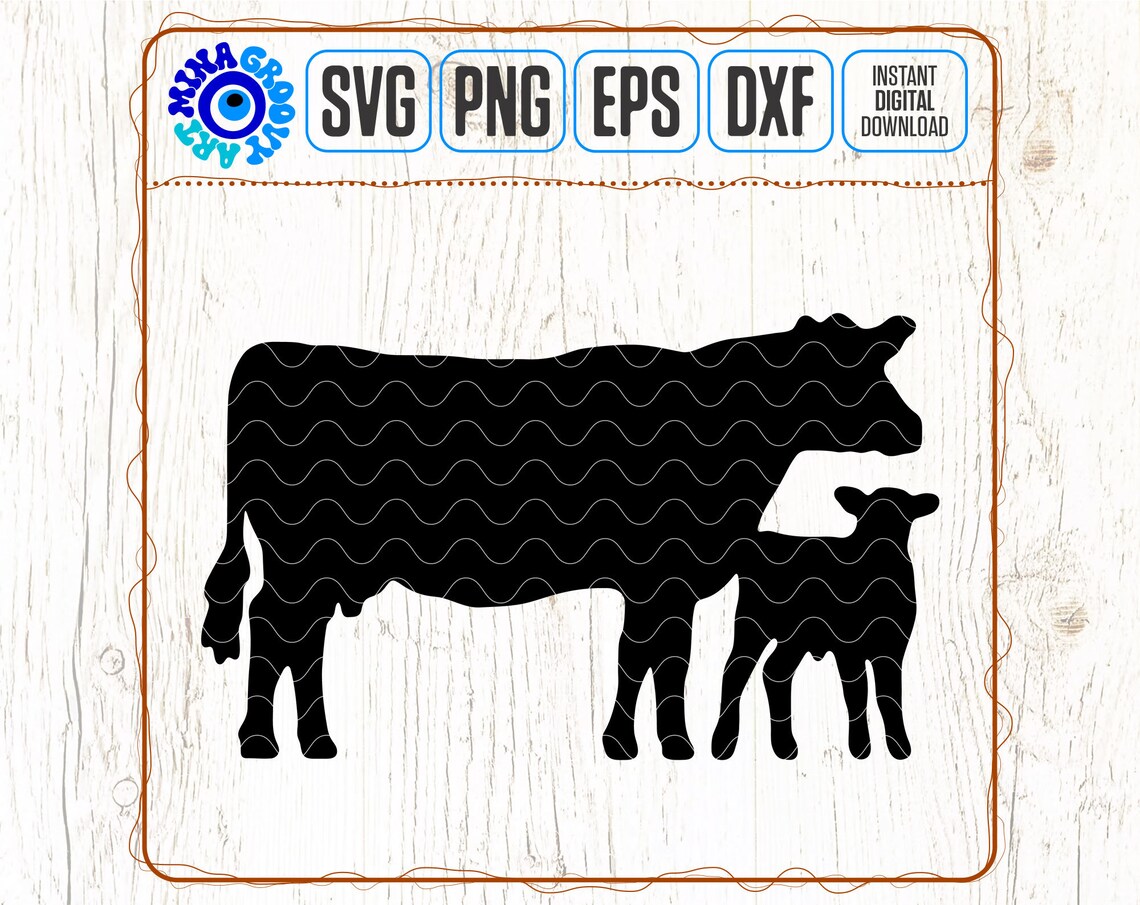Cow and Calf SVG, DXF, Png, Farm Svg Digital Download, Silhouette Came ...
