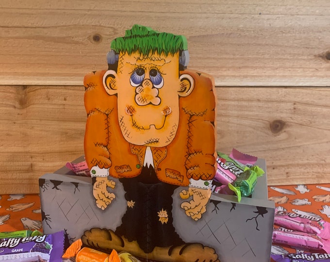 Handmade Hand Painted Frankenstein Candy Dish: Halloween Tiered Tray ...