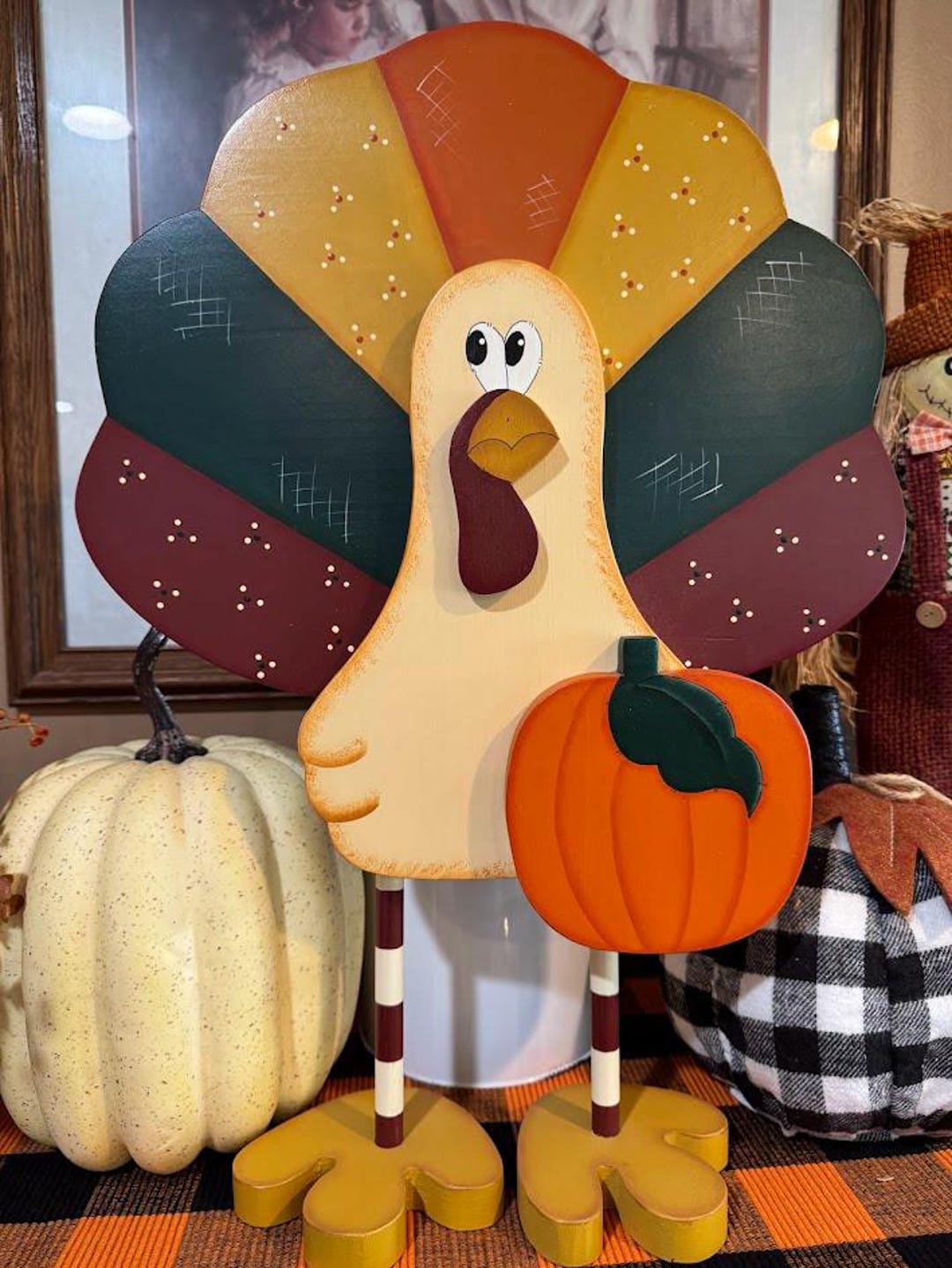 Thanksgiving Holiday Stand up Turkey/fall Home Décor/hand Painted ...
