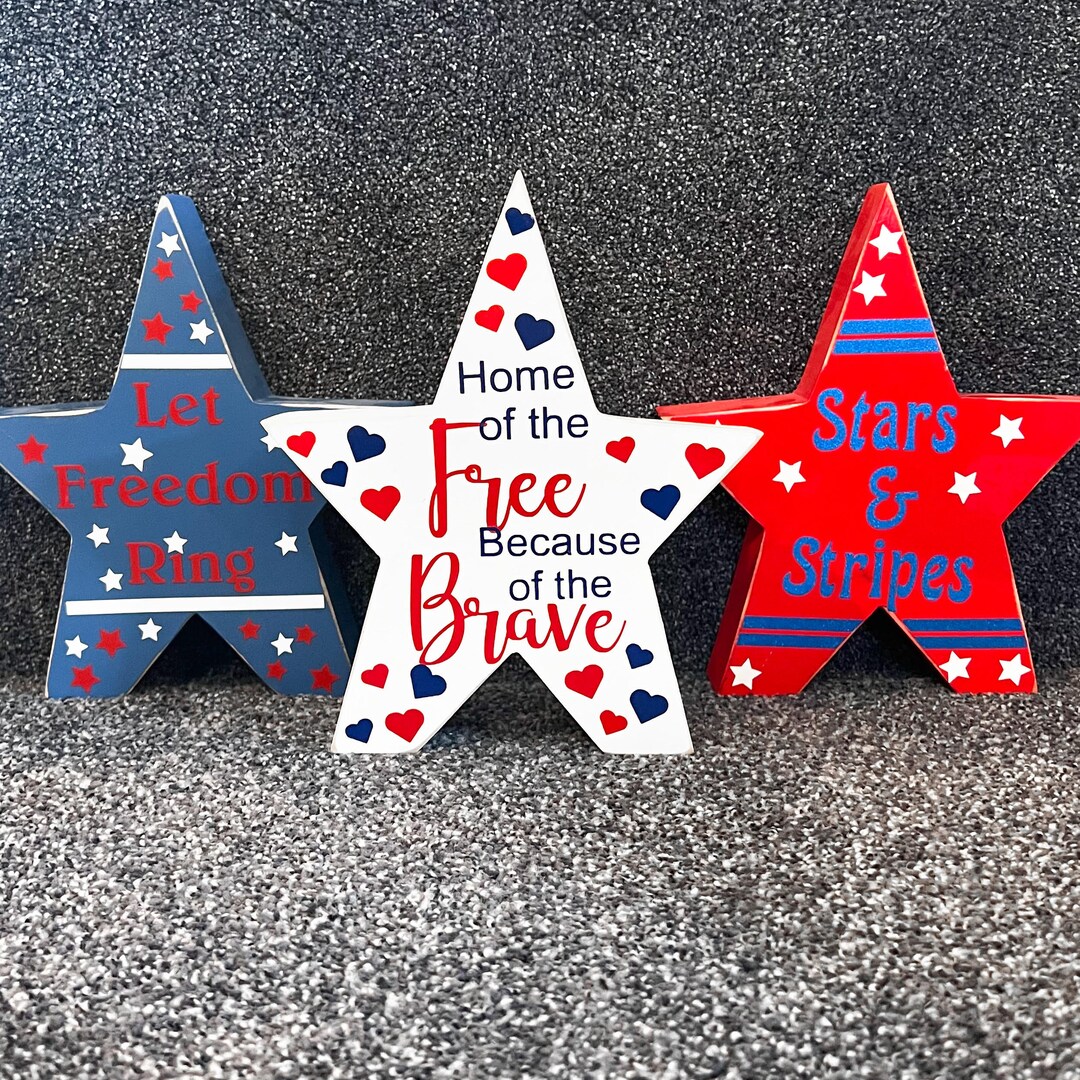 Handmade, Large, Red, White, and Blue Star Set/ 4th of July Holiday ...